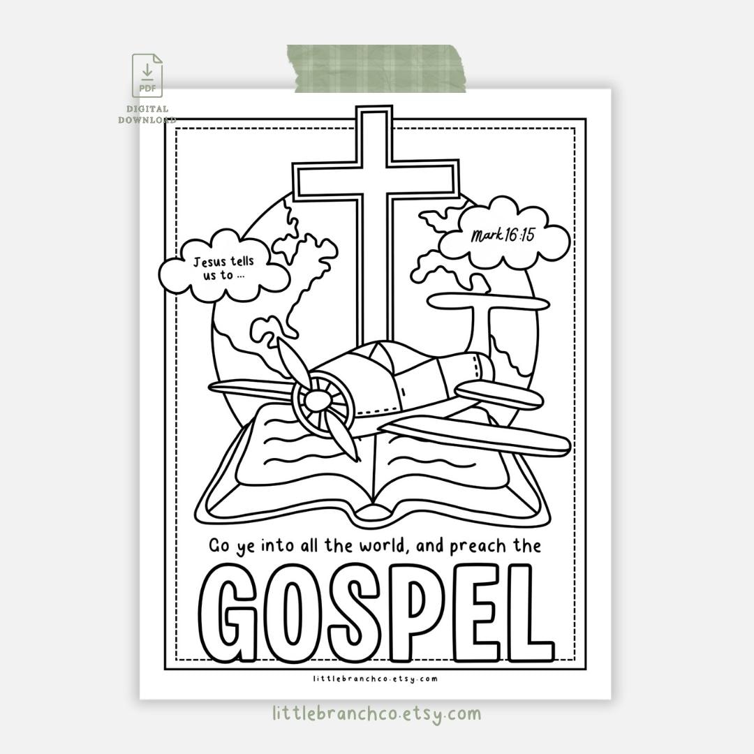 Printable Christian Mark 16:15 Colouring Page, Go Into All the World ...