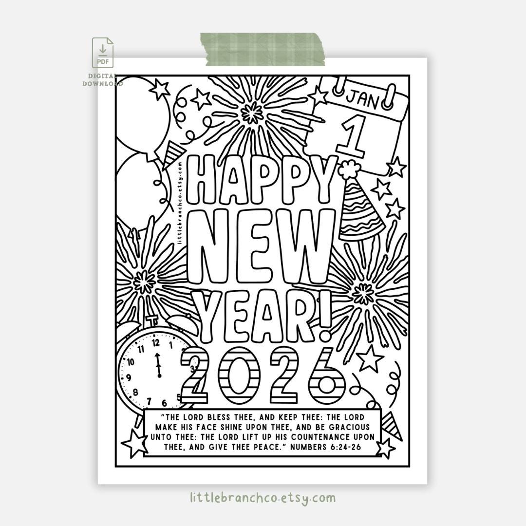 Printable Christian Happy New Year Colouring Page, the Lord Bless You ...