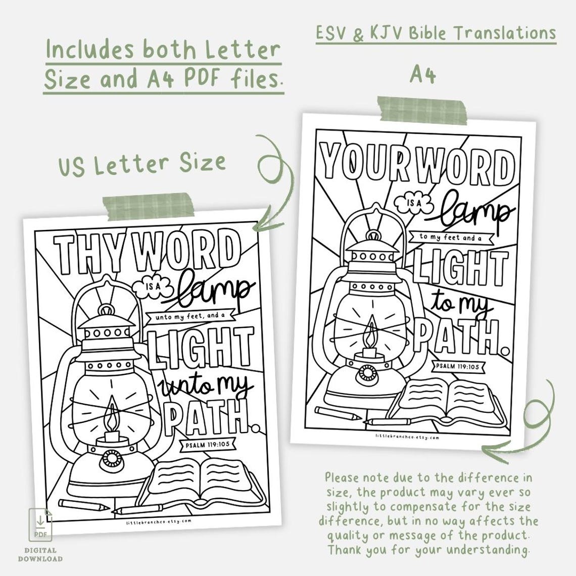 Printable Psalm 119:105 Your Word is a Lamp Colouring Page, KJV & ESV ...