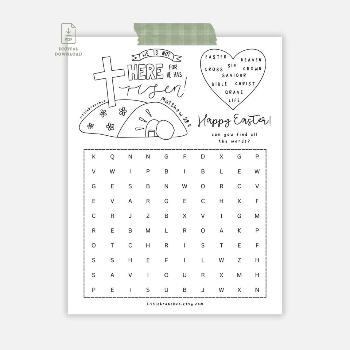Printable Christian Easter Word Search, ESV Bible Verse Easter Activity ...