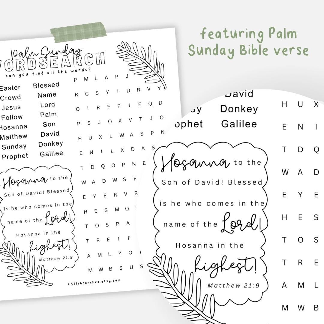 Printable Palm Sunday Wordsearch, Christian Easter Easter Activity Palm ...