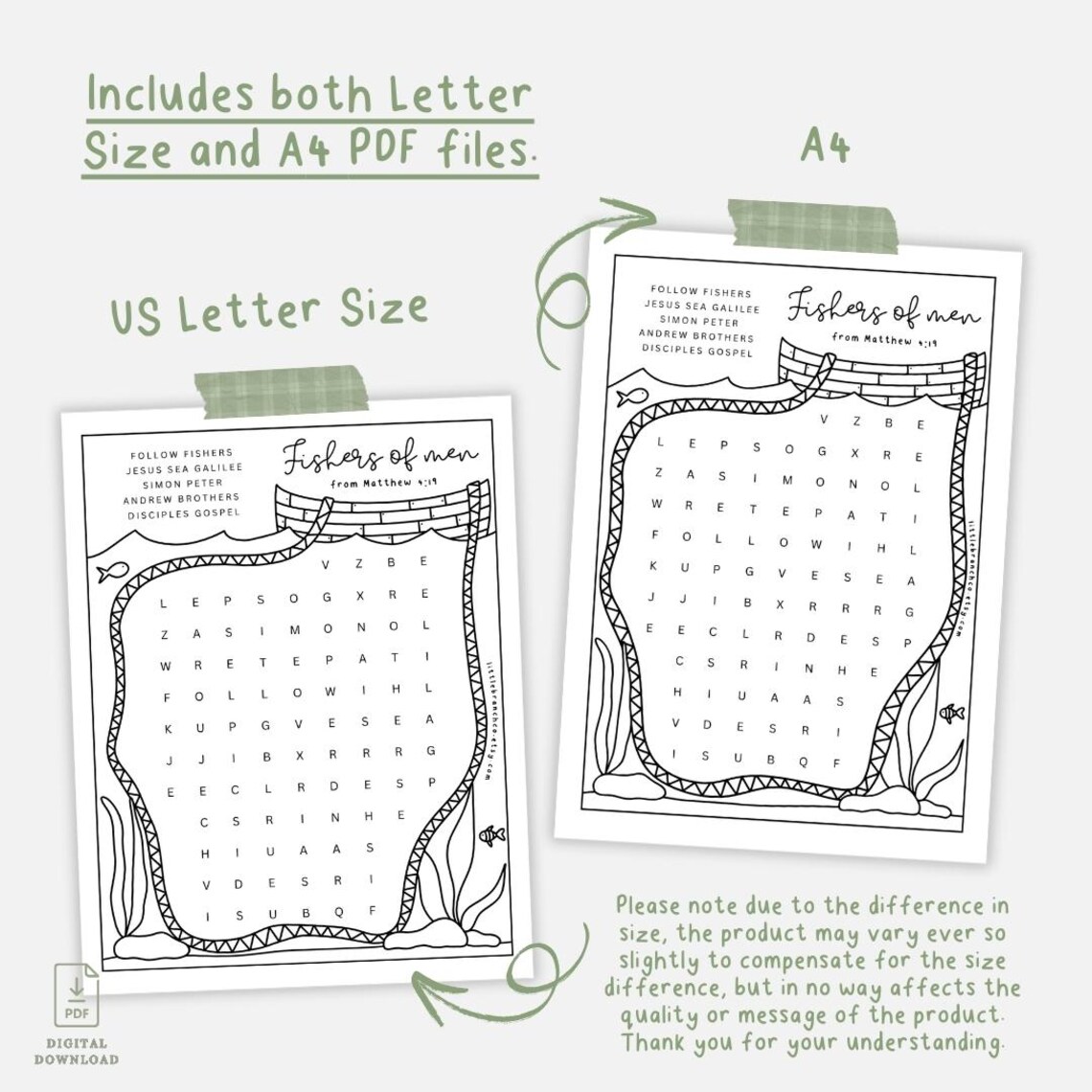 Printable Matthew 4:19 Fishers of Men Word Search, Follow Me and I Will ...