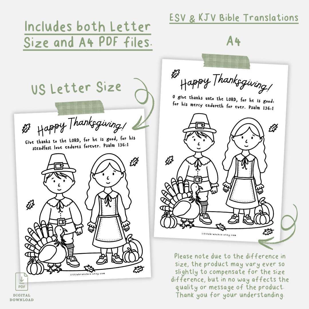 Thanksgiving Coloring Page, Psalm 136:1 KJV & ESV (digital Download) - Etsy