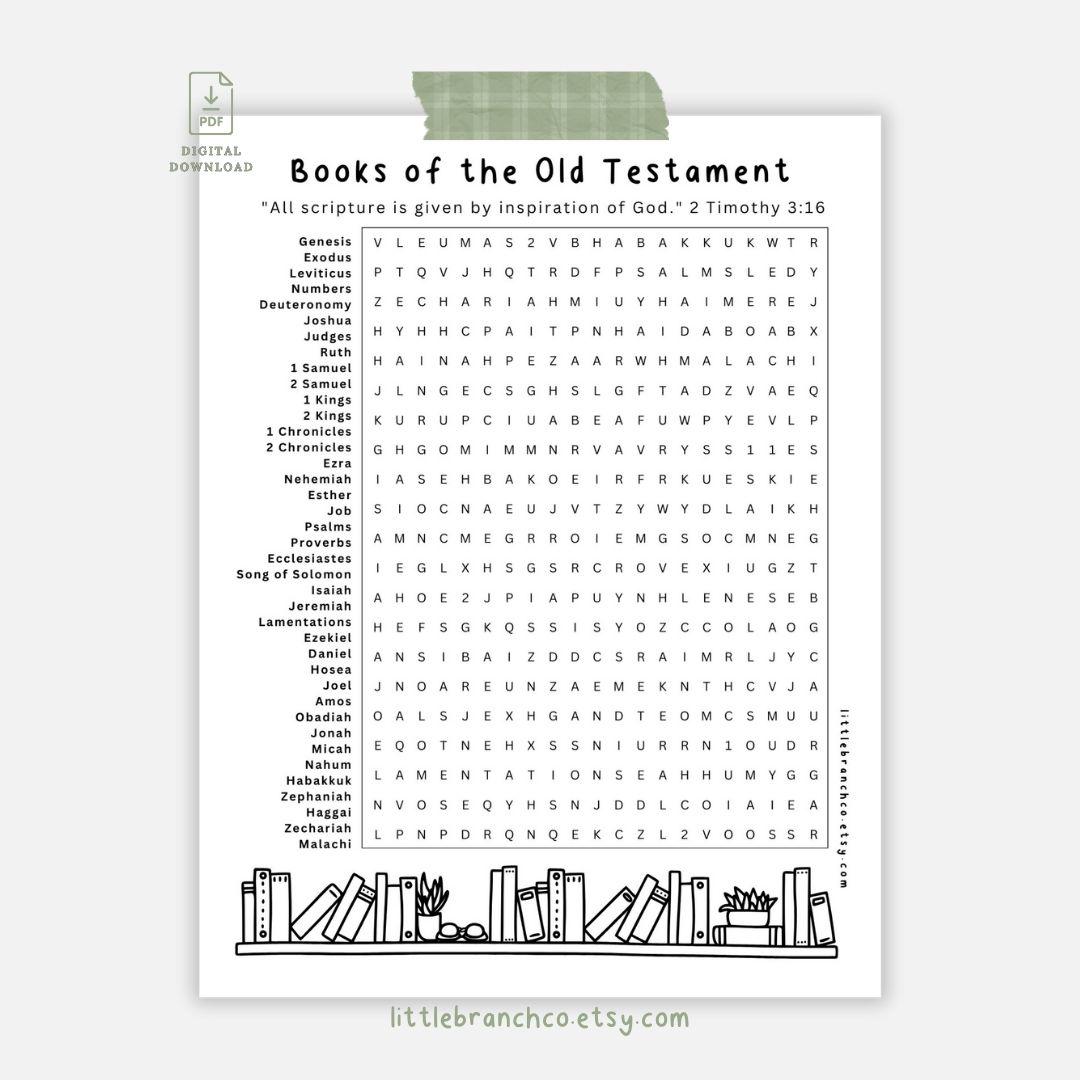 Books of the Bible Word Search Printable Bundle: Sunday School Activity ...