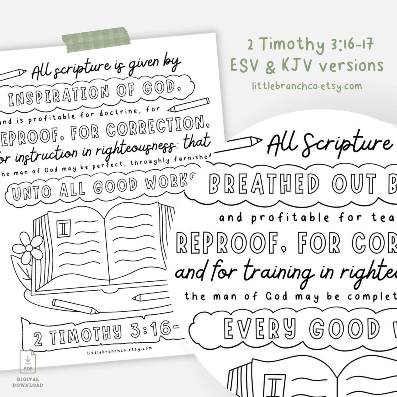 Printable 2 Timothy 3:16-17 Coloring Page, All Scripture is Given by ...