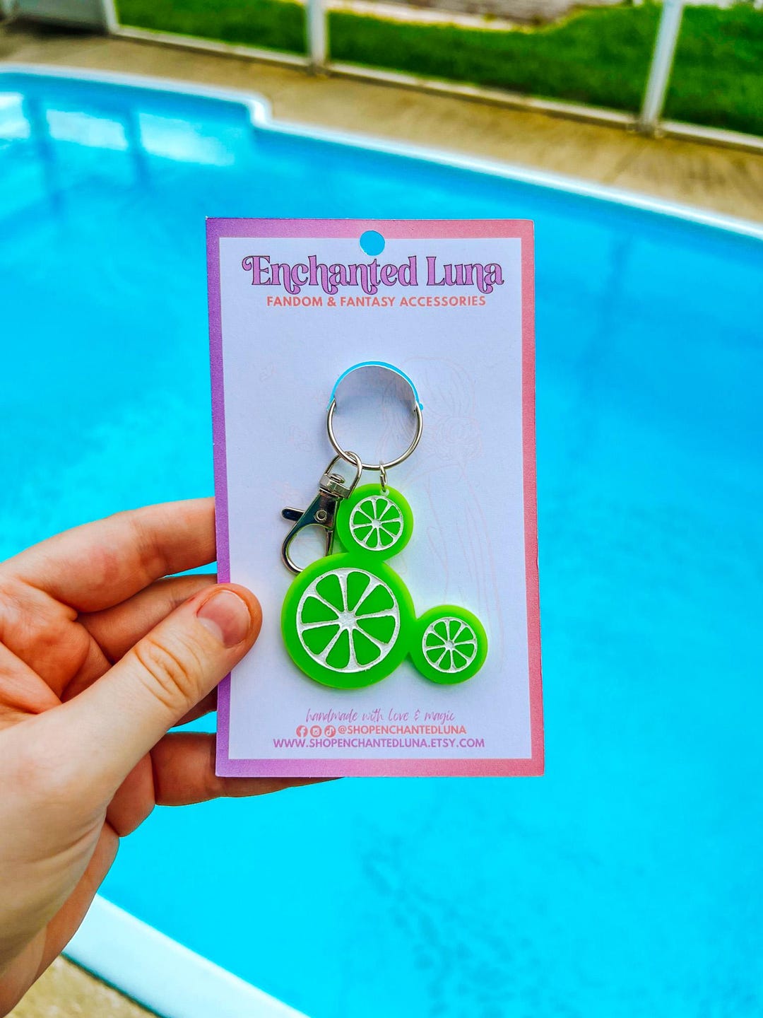 Lime Citrus Mouse Head Keychain | Summer Snacks Bag Charm | Handmade ...