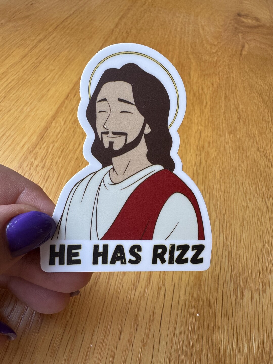 He Has Rizz Sticker | Funny Jesus Sticker | Christian Meme Vinyl Decal ...