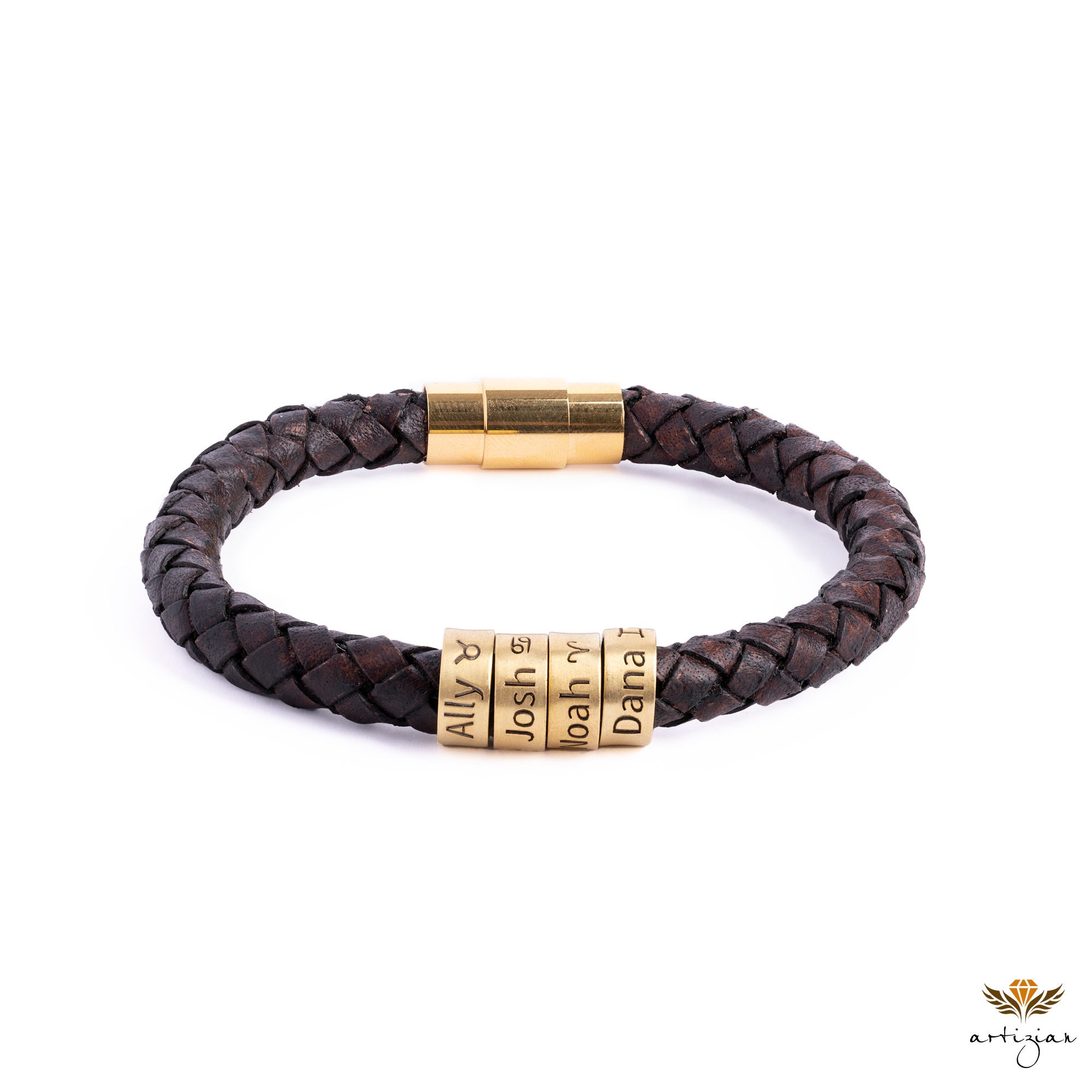 Personalized Mens Bracelet In Custom Size Handmade Leather Etsy