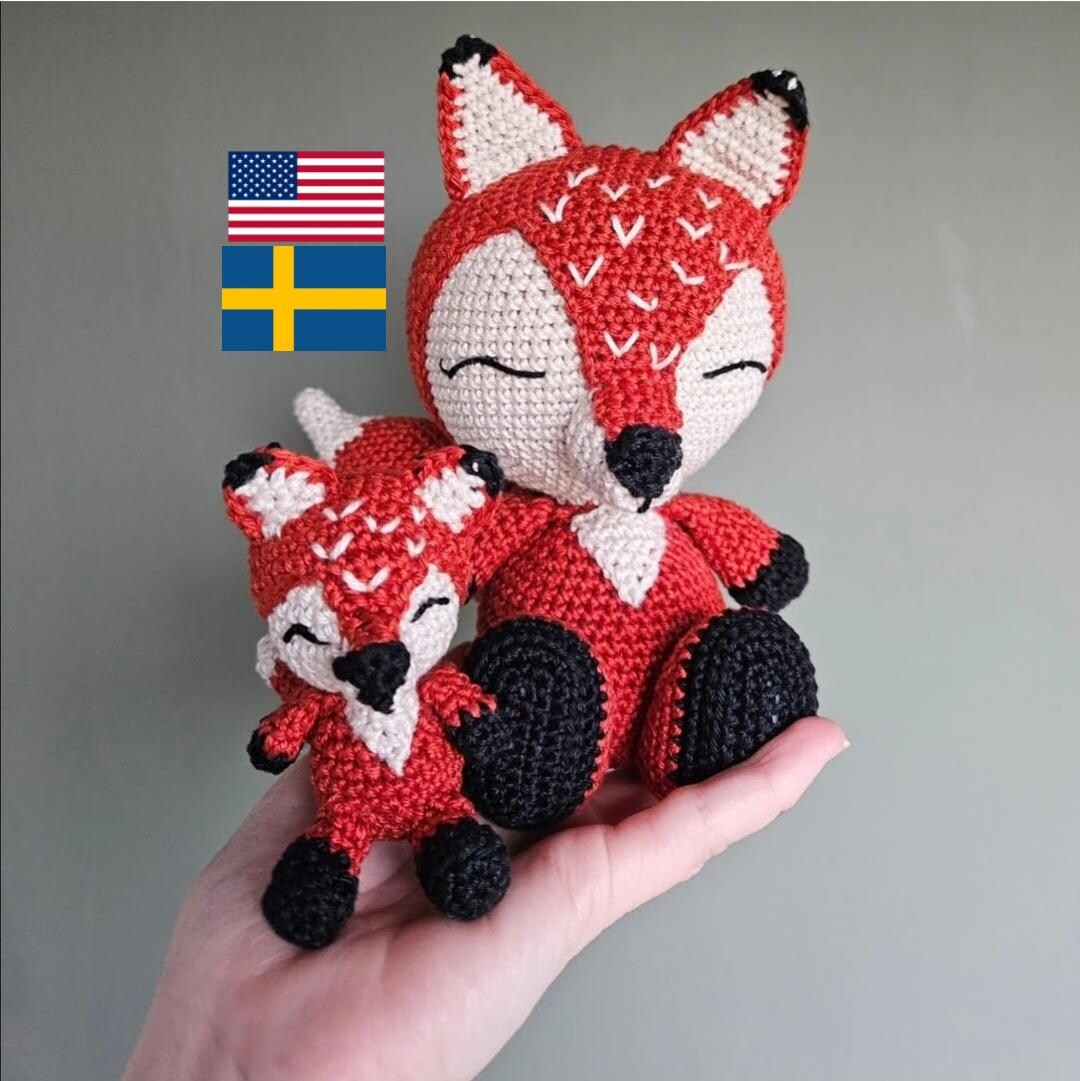 Crochet Pattern Fox Mini and Big /räv Virkmönster/ Fuchs / Zorro ...