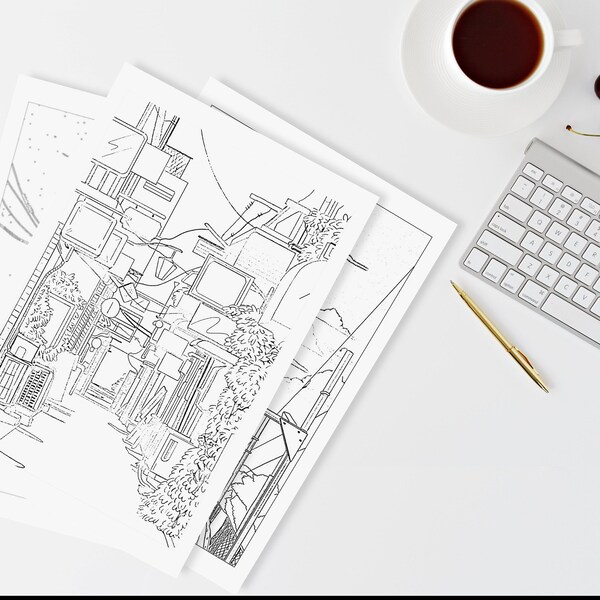 Lofi Aesthetic Coloring Page - Etsy