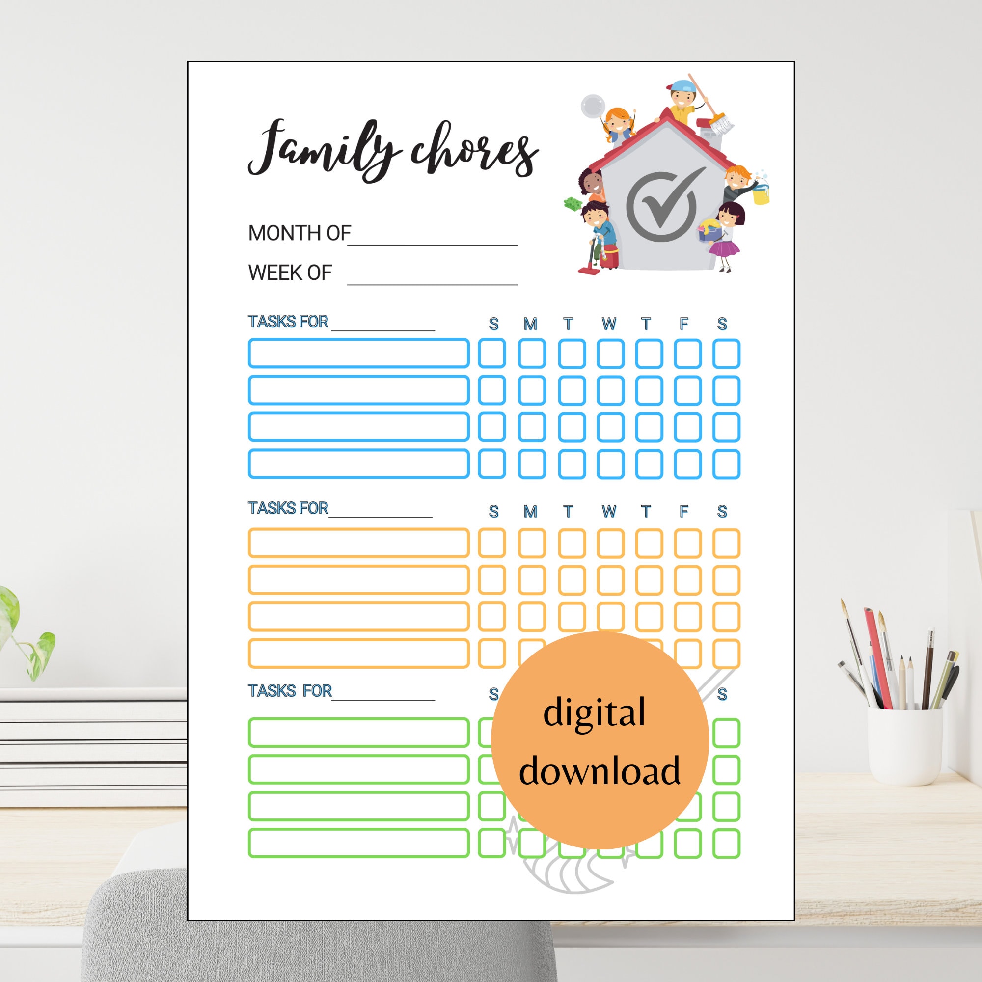 Activity Schedule, Family Chores and to Do List Bundle! Digital ...