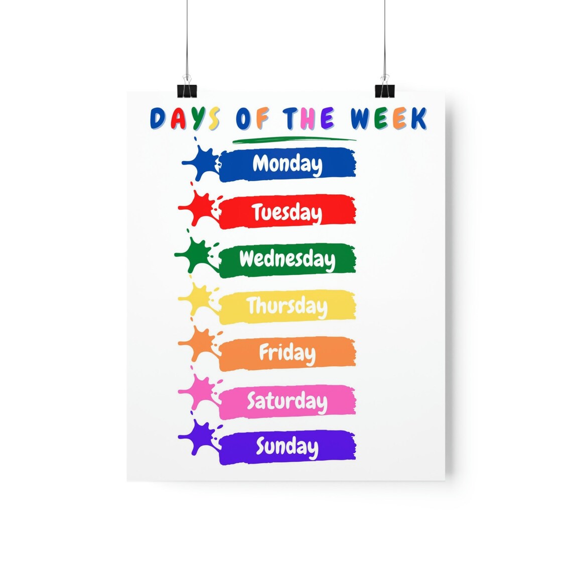 Days of the Week Poster! Classroom Art! Monday, Tuesday, Wednesday ...
