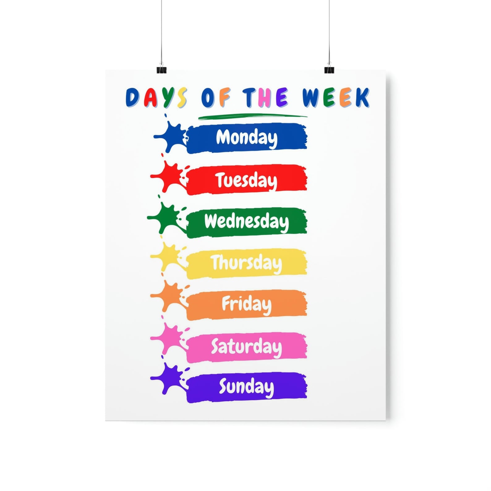 Days of the Week Poster! Classroom Art! Monday, Tuesday, Wednesday ...