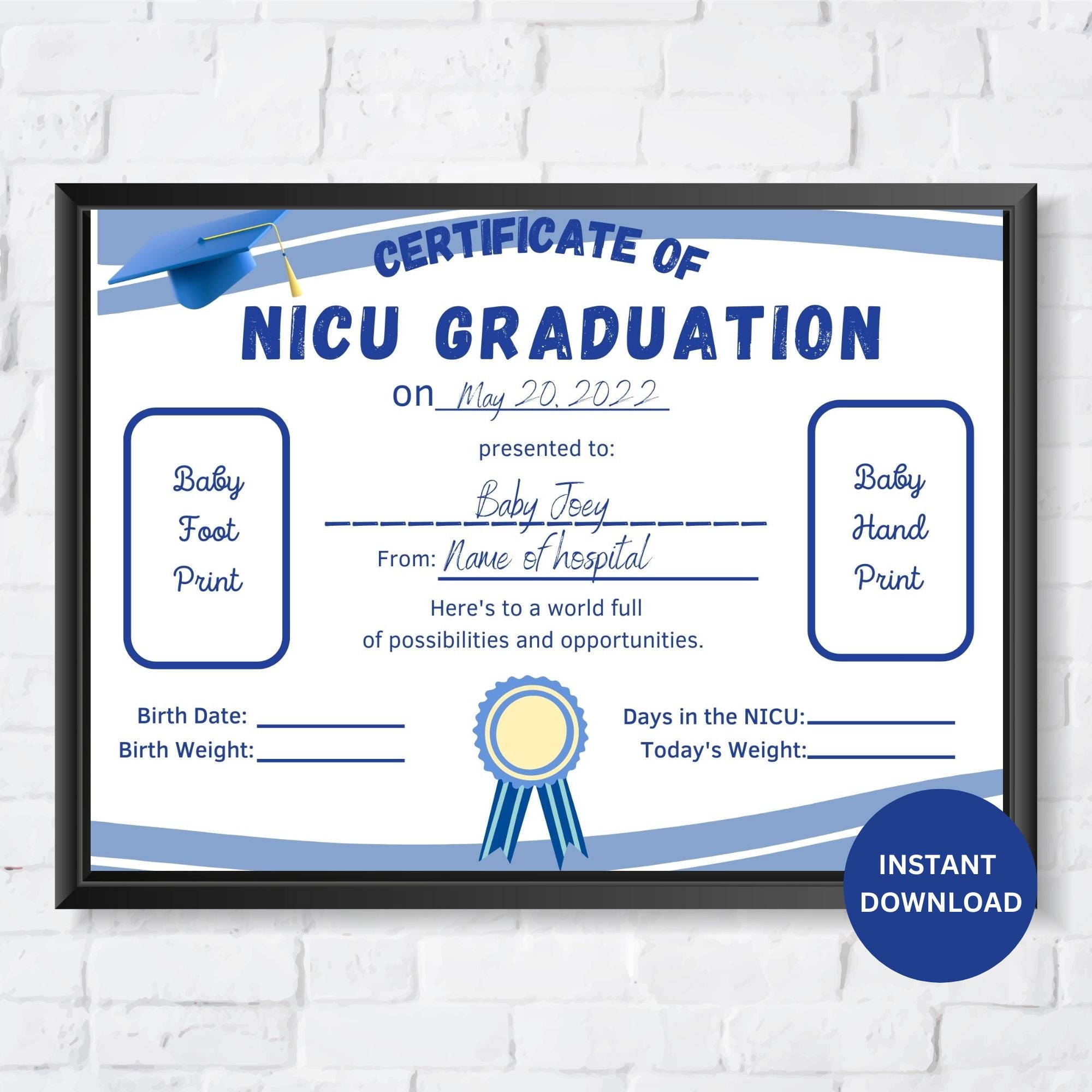 NICU Graduate Certificate, Gift for NICU Parent, Digital Download ...