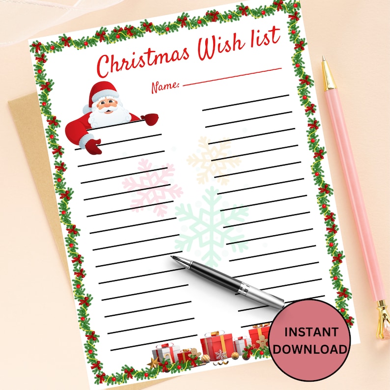 Christmas Wish List and Letter to Santa Bundle Christmas List Printable ...