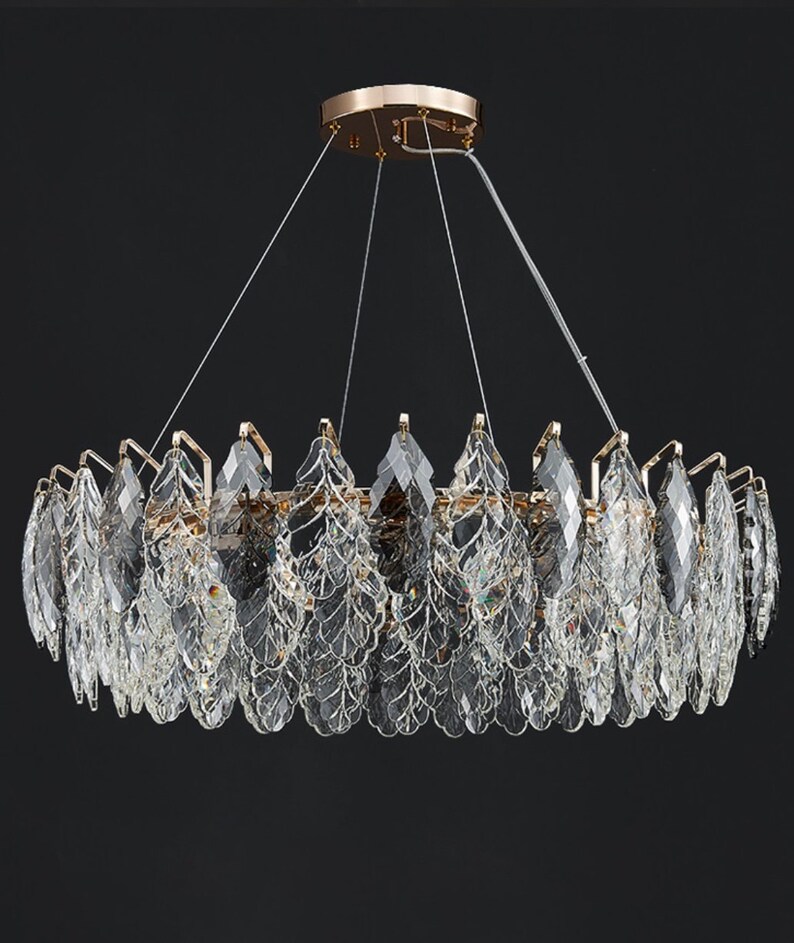 Leaf Crystal Gold Light 60cm - Etsy
