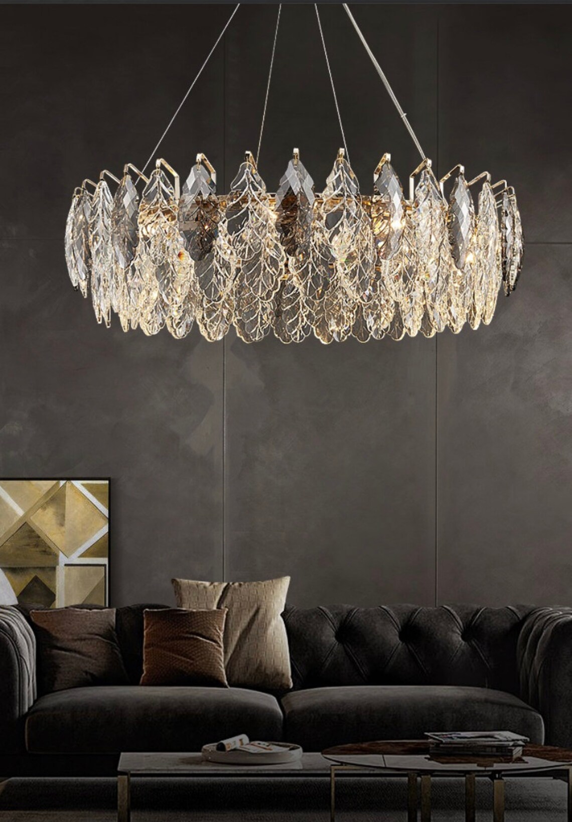 Leaf Crystal Gold Light 60cm - Etsy