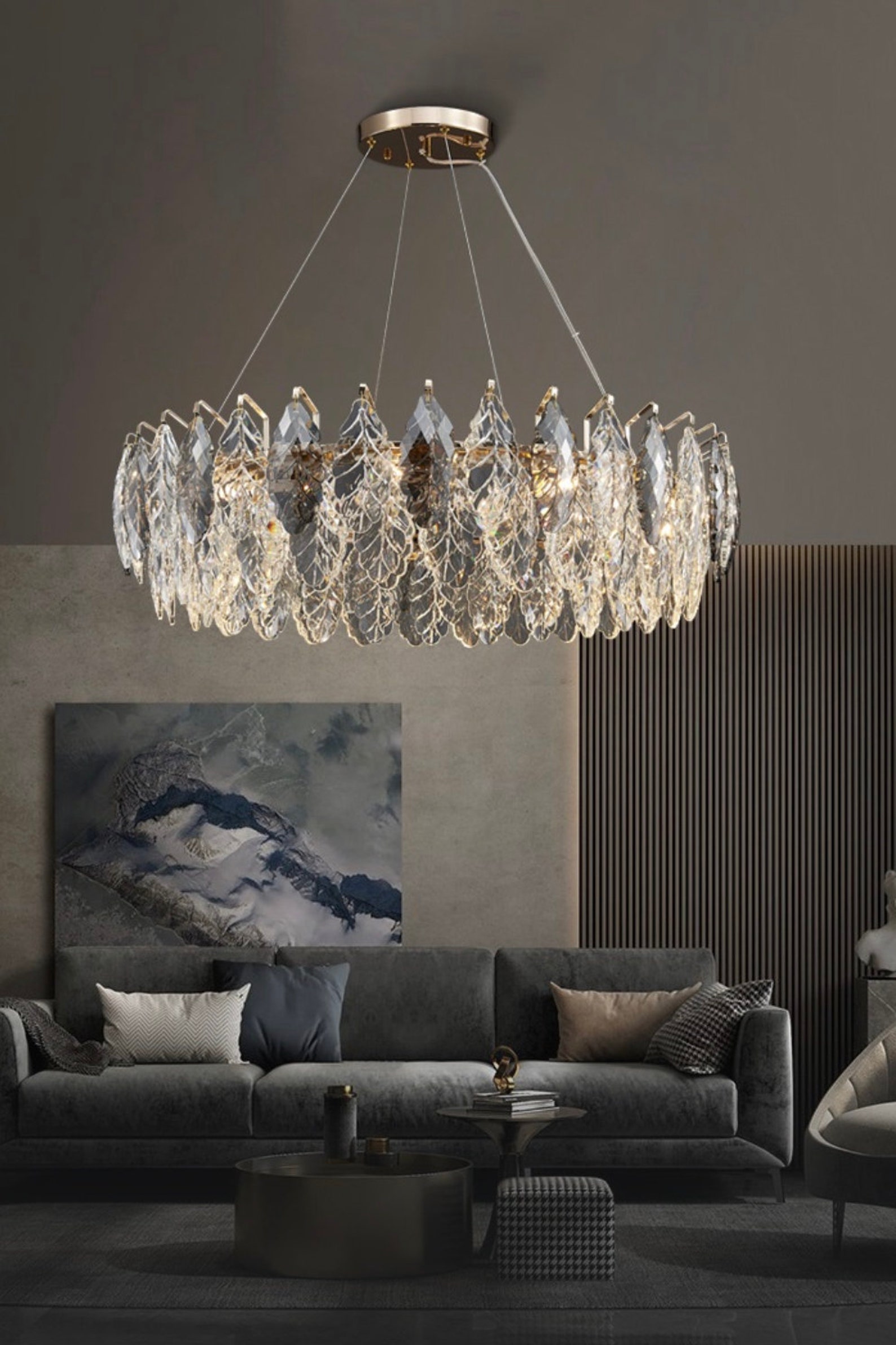 Leaf Crystal Gold Light 60cm - Etsy