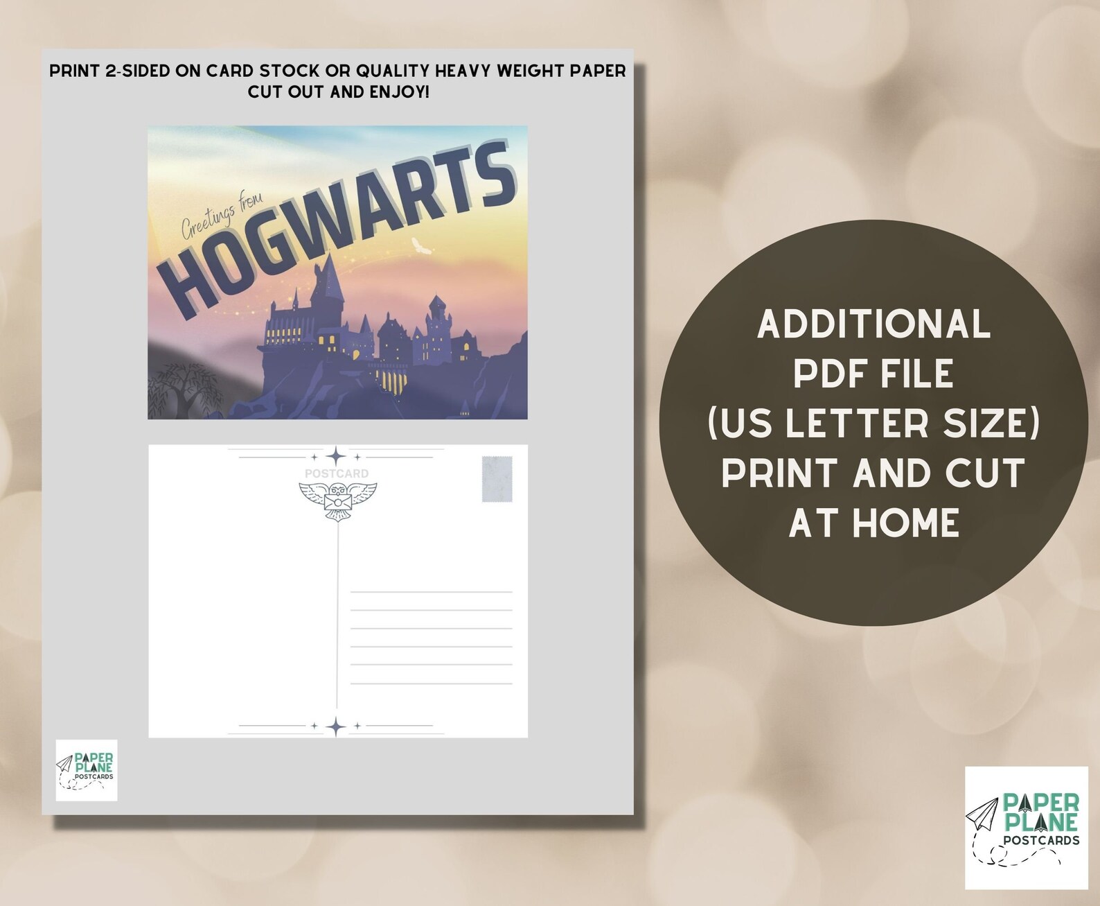 Wizard School Postcard Digital Download - Printable Post Card HP Owl ...