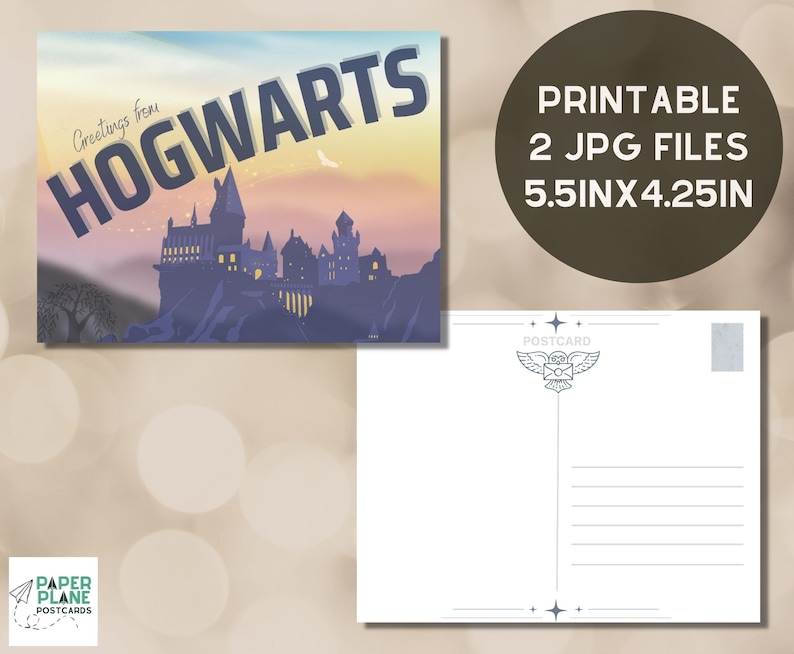 Wizard School Postcard Digital Download - Printable Post Card HP Owl ...