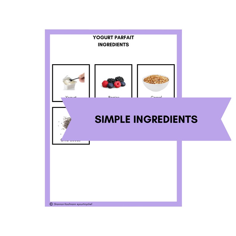 Yogurt Parfait Visual Recipe: Toddler Cookbook, Preschool Learning ...