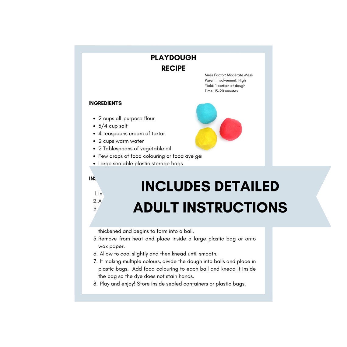 PLAYDOUGH Printable Visual Recipe for Toddlers and Young Children ...