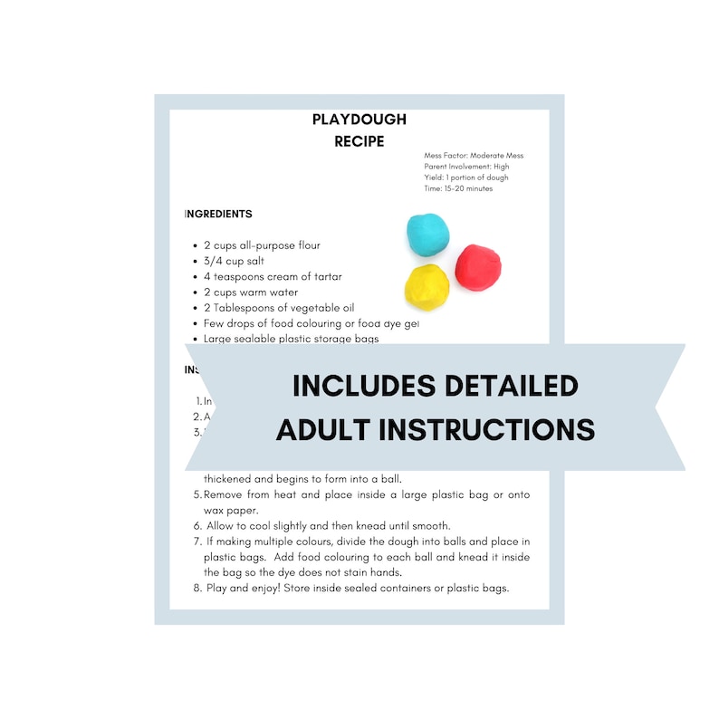 PLAYDOUGH Printable Visual Recipe for Toddlers and Young Children ...