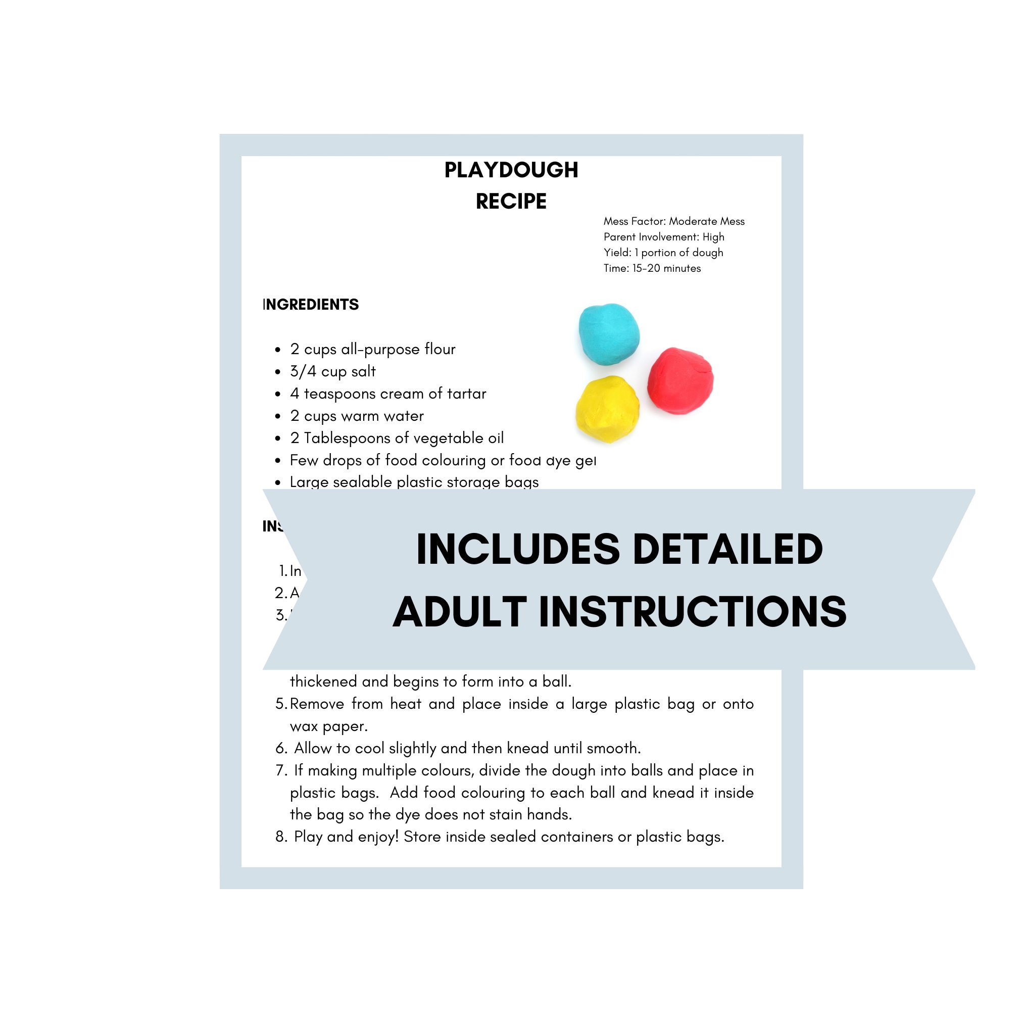 PLAYDOUGH Printable Visual Recipe for Toddlers and Young Children ...