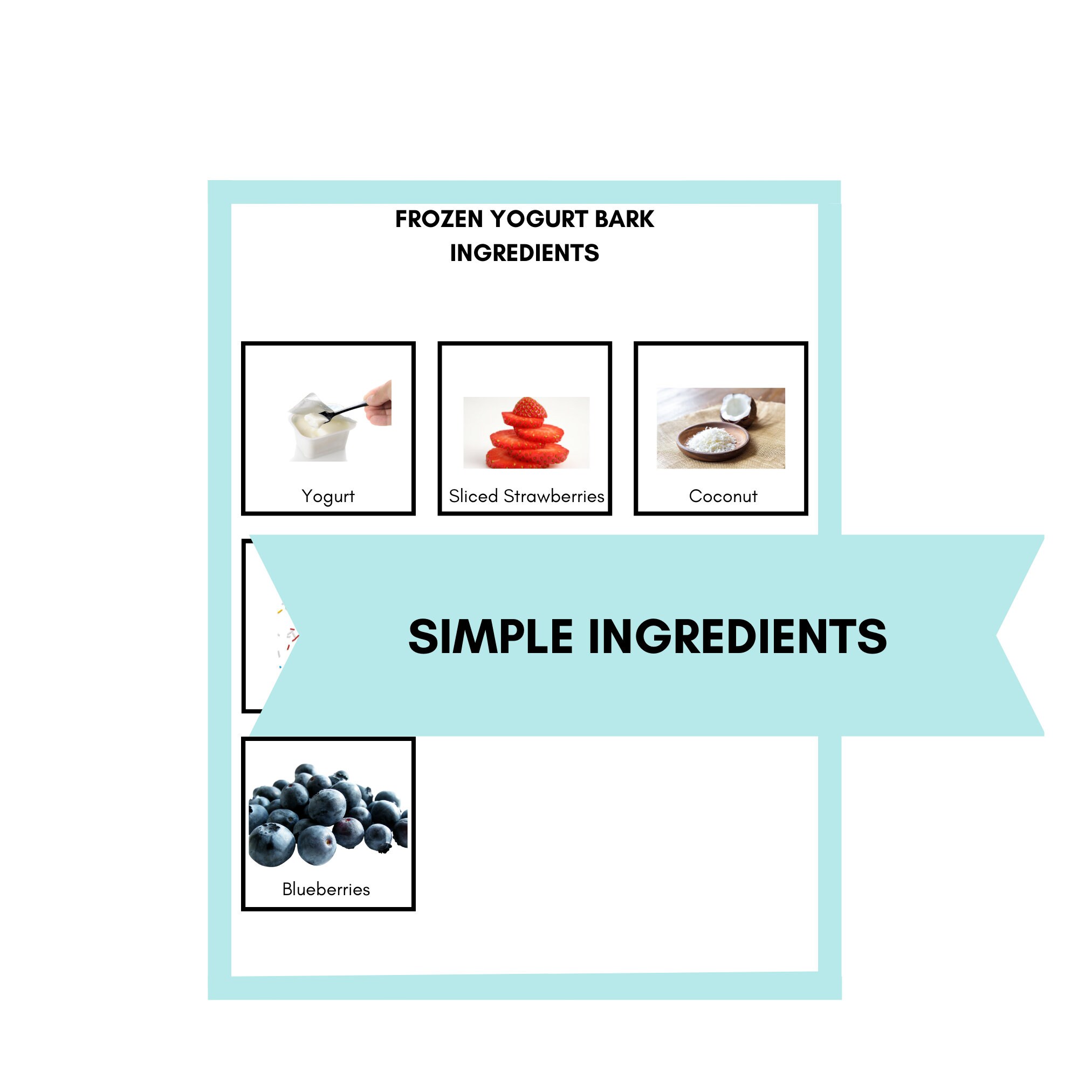 FROZEN YOGURT BARK Printable Visual Recipe for Toddlers and Young ...