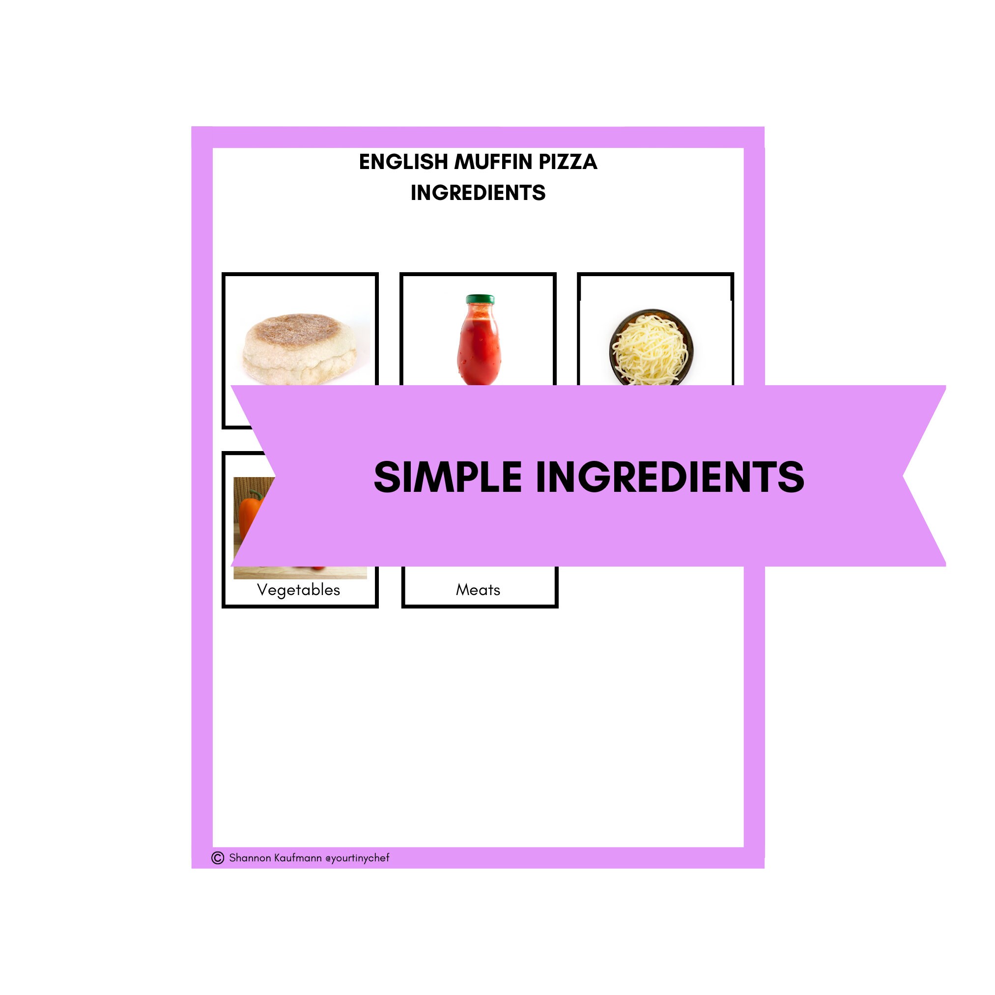 ENGLISH MUFFIN PIZZA Printable Visual Recipe for Toddlers and Young ...