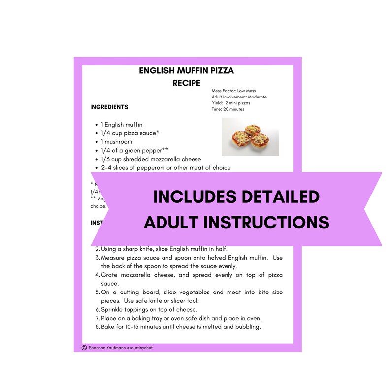 ENGLISH MUFFIN PIZZA Printable Visual Recipe for Toddlers and Young ...