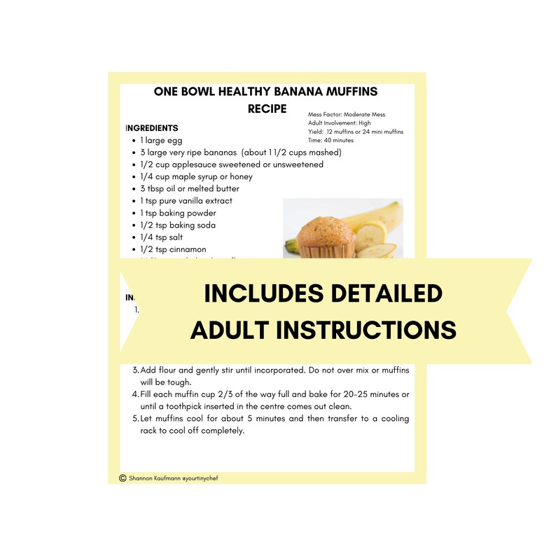 BANANA MUFFINS Printable Visual Recipe for Toddlers and Young Children ...