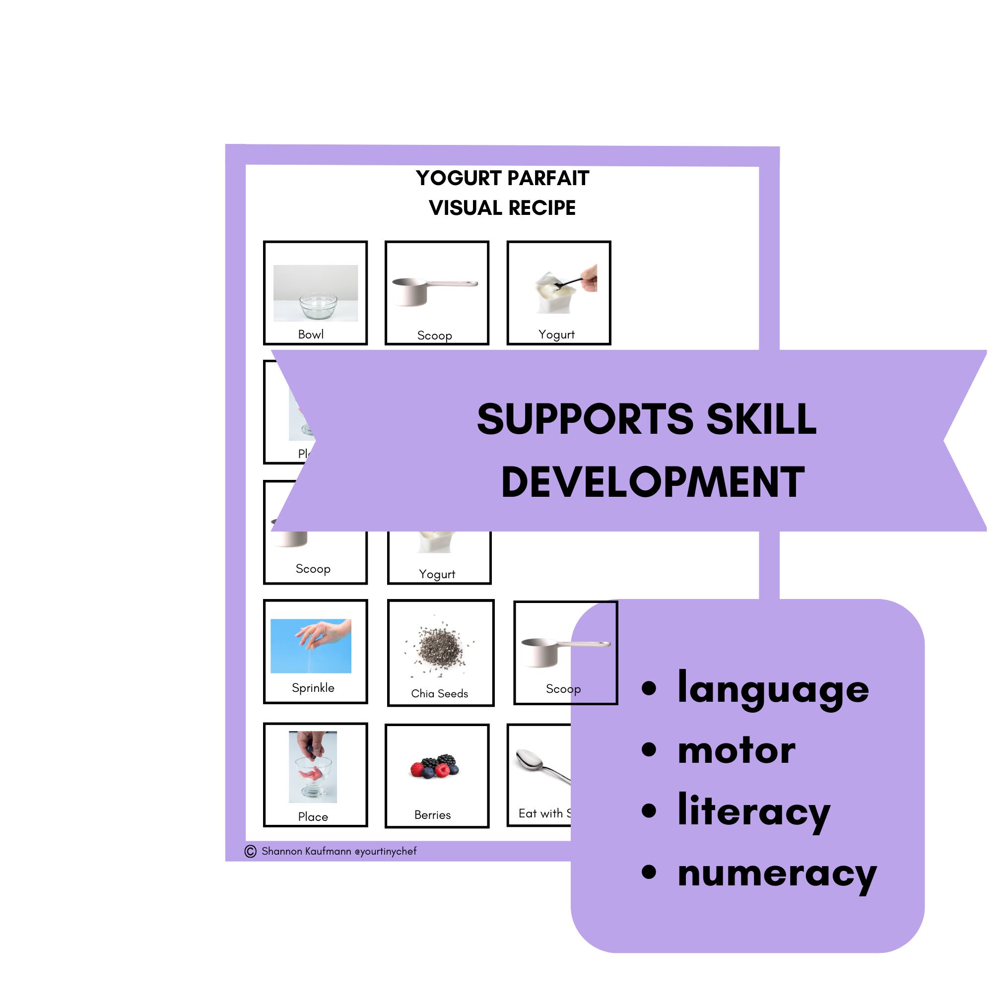 Yogurt Parfait Visual Recipe: Toddler Cookbook, Preschool Learning ...