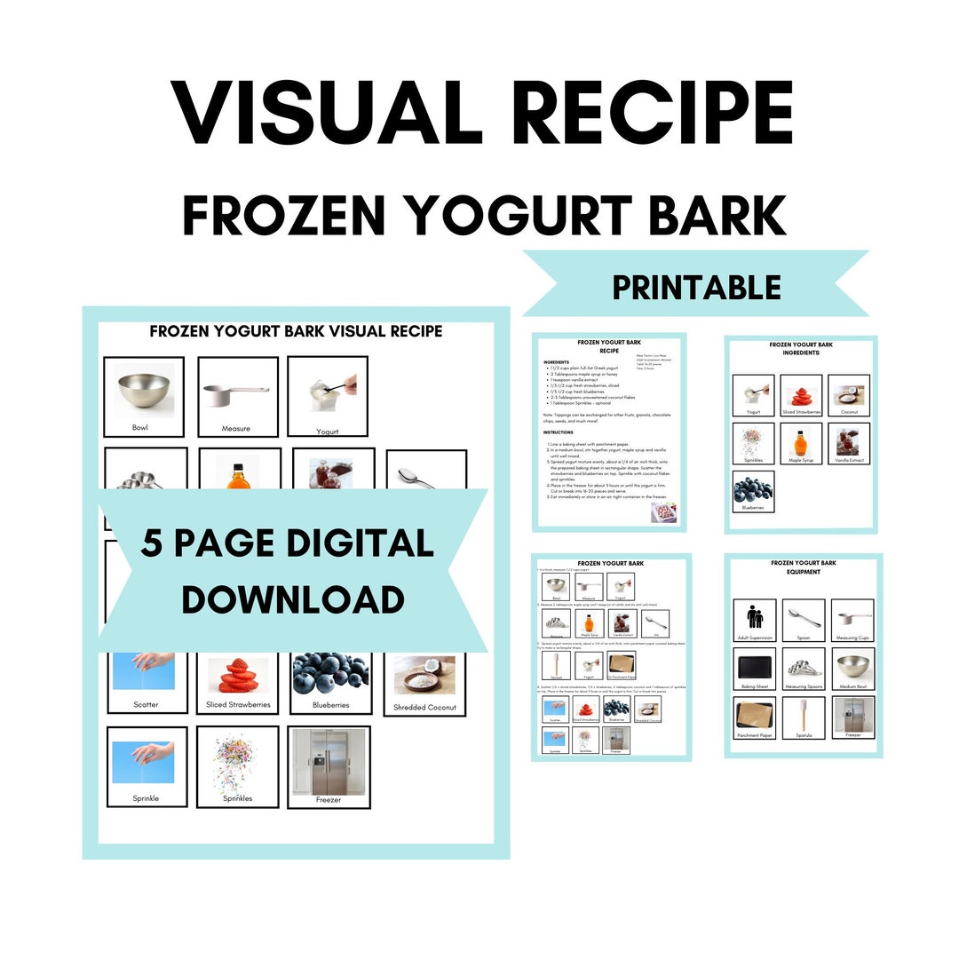FROZEN YOGURT BARK Printable Visual Recipe for Toddlers and Young ...