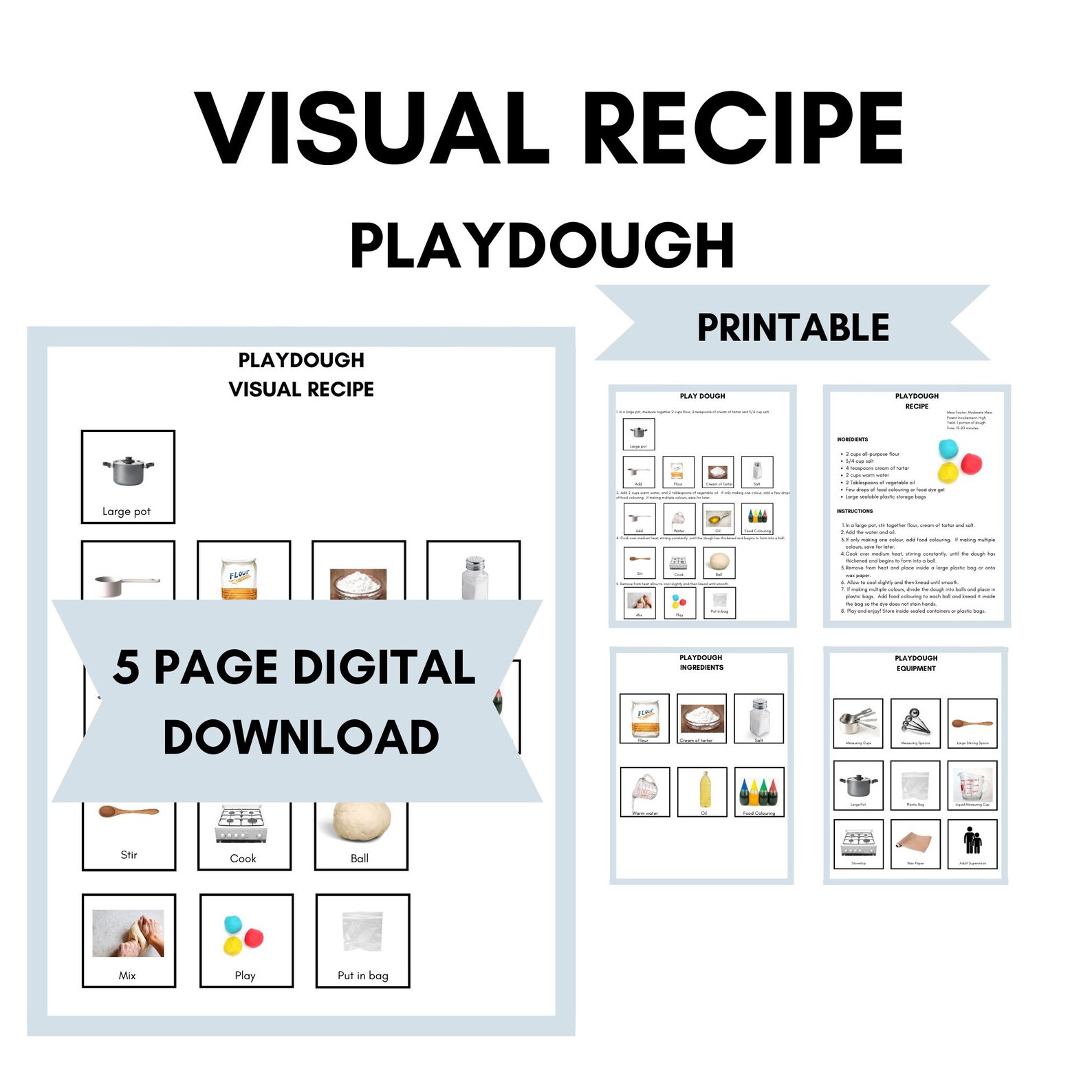 PLAYDOUGH Printable Visual Recipe for Toddlers and Young Children ...