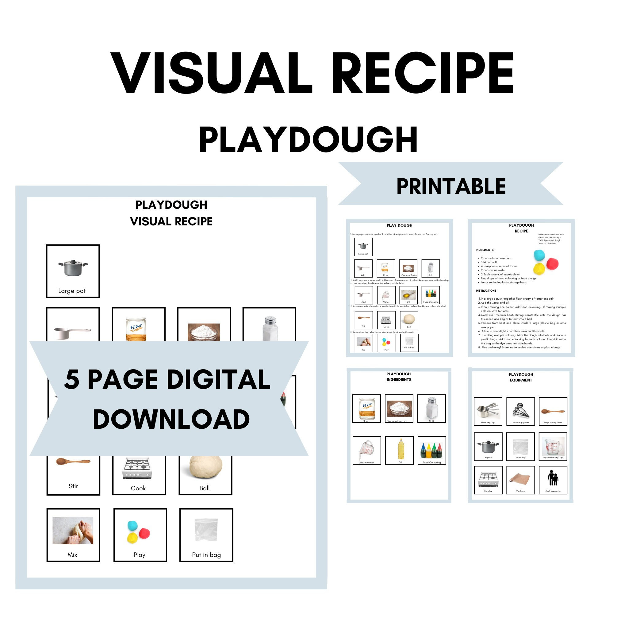 PLAYDOUGH Printable Visual Recipe for Toddlers and Young Children ...