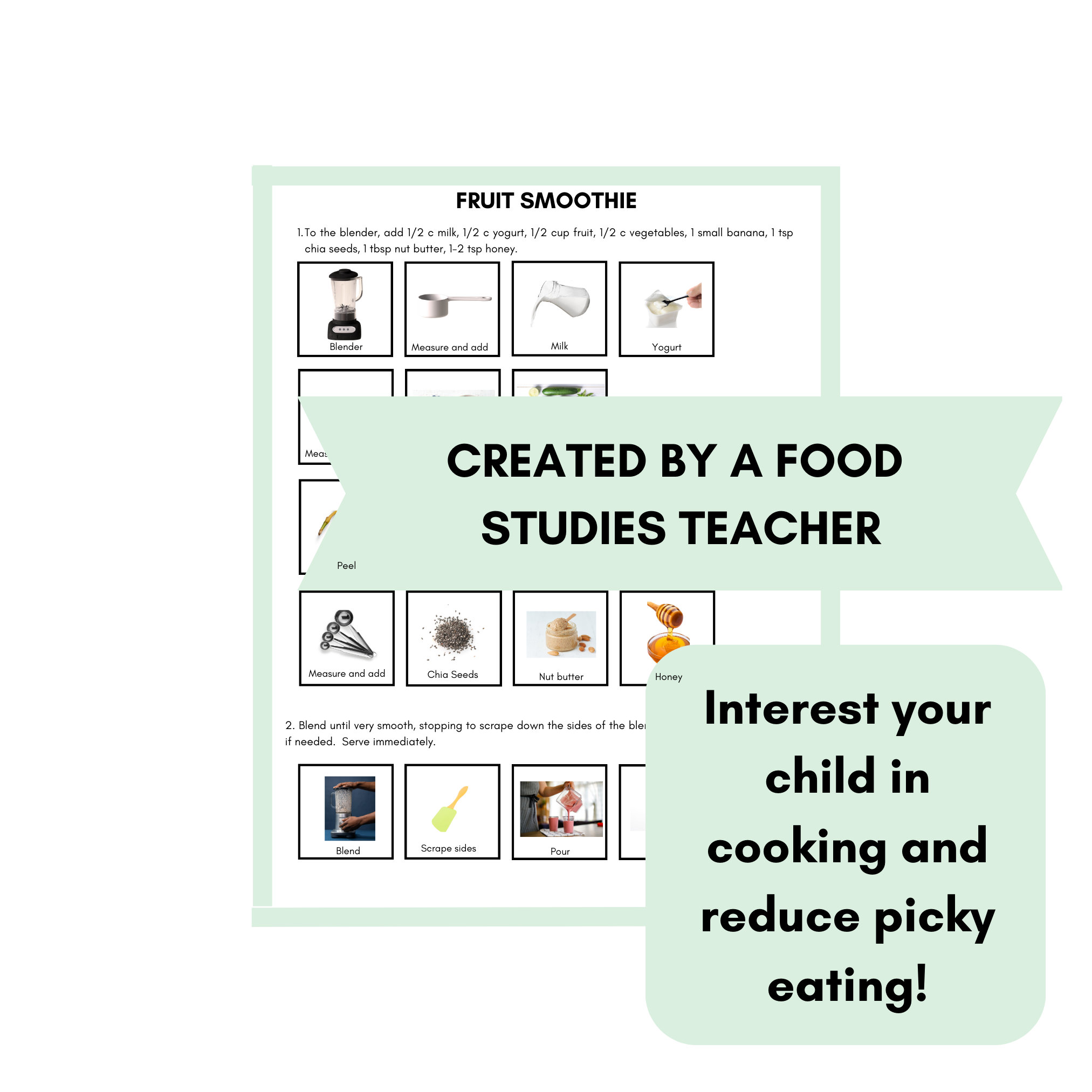 Fruit Smoothie Visual Recipe: Toddler Cookbook, Preschool Learning ...
