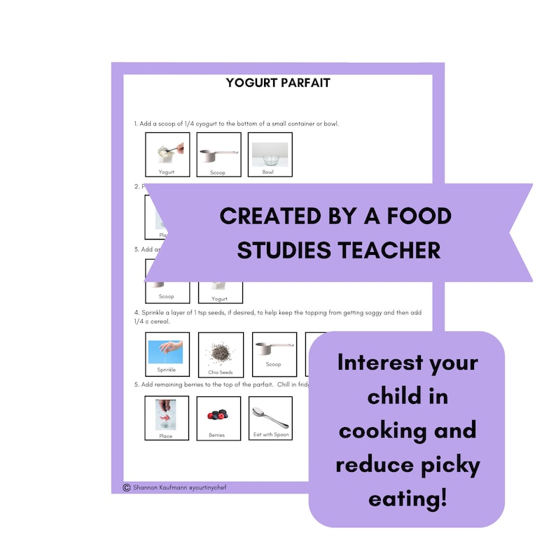 Yogurt Parfait Visual Recipe: Toddler Cookbook, Preschool Learning ...