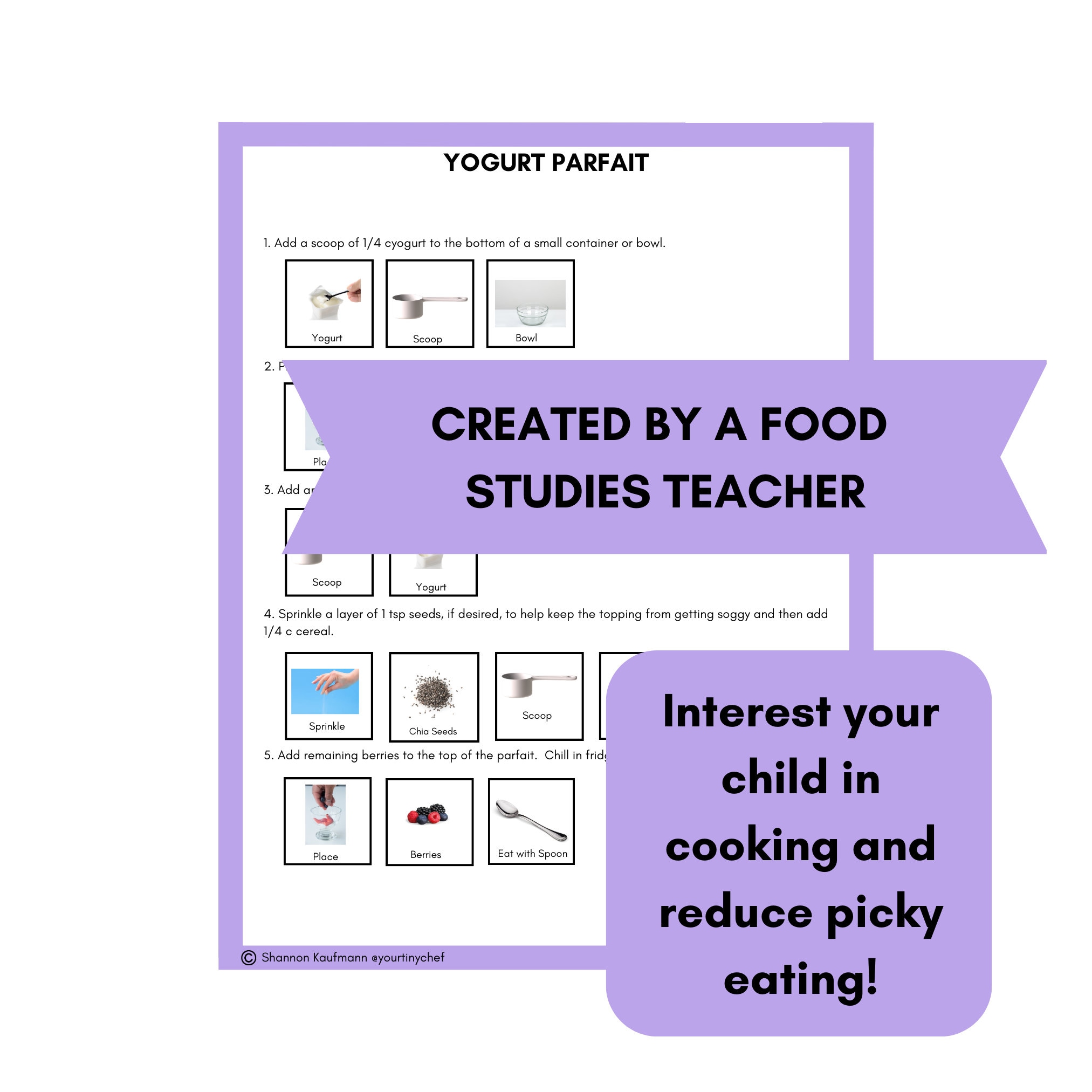 Yogurt Parfait Visual Recipe: Toddler Cookbook, Preschool Learning ...