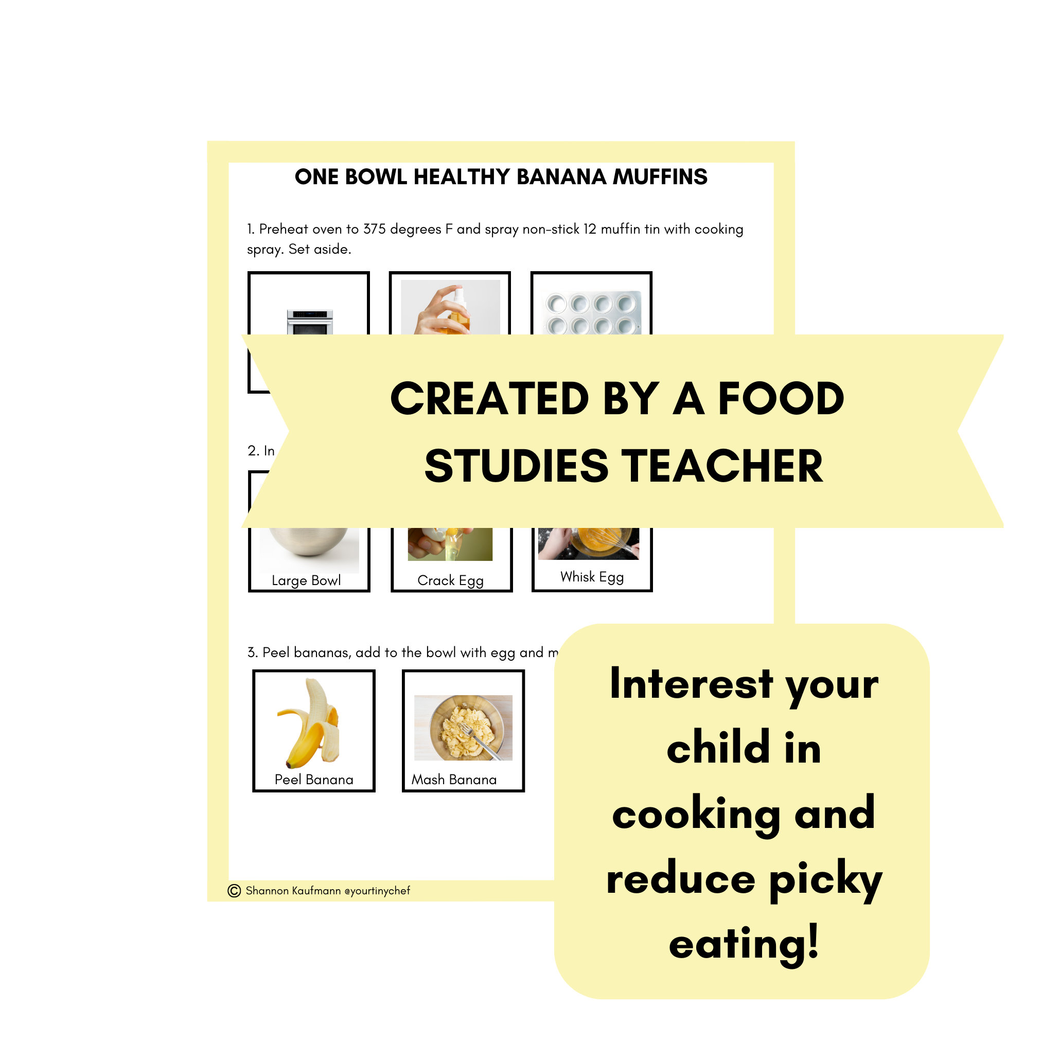 BANANA MUFFINS Printable Visual Recipe for Toddlers and Young Children ...