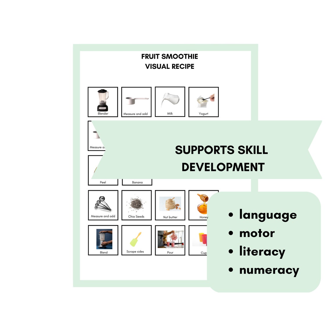 Fruit Smoothie Visual Recipe: Toddler Cookbook, Preschool Learning ...