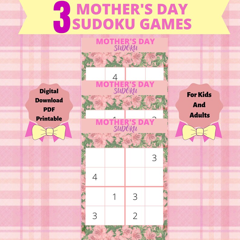 Printable Sudoku, Mother's Day Games, Happy Mother's Day, Mothers Day ...