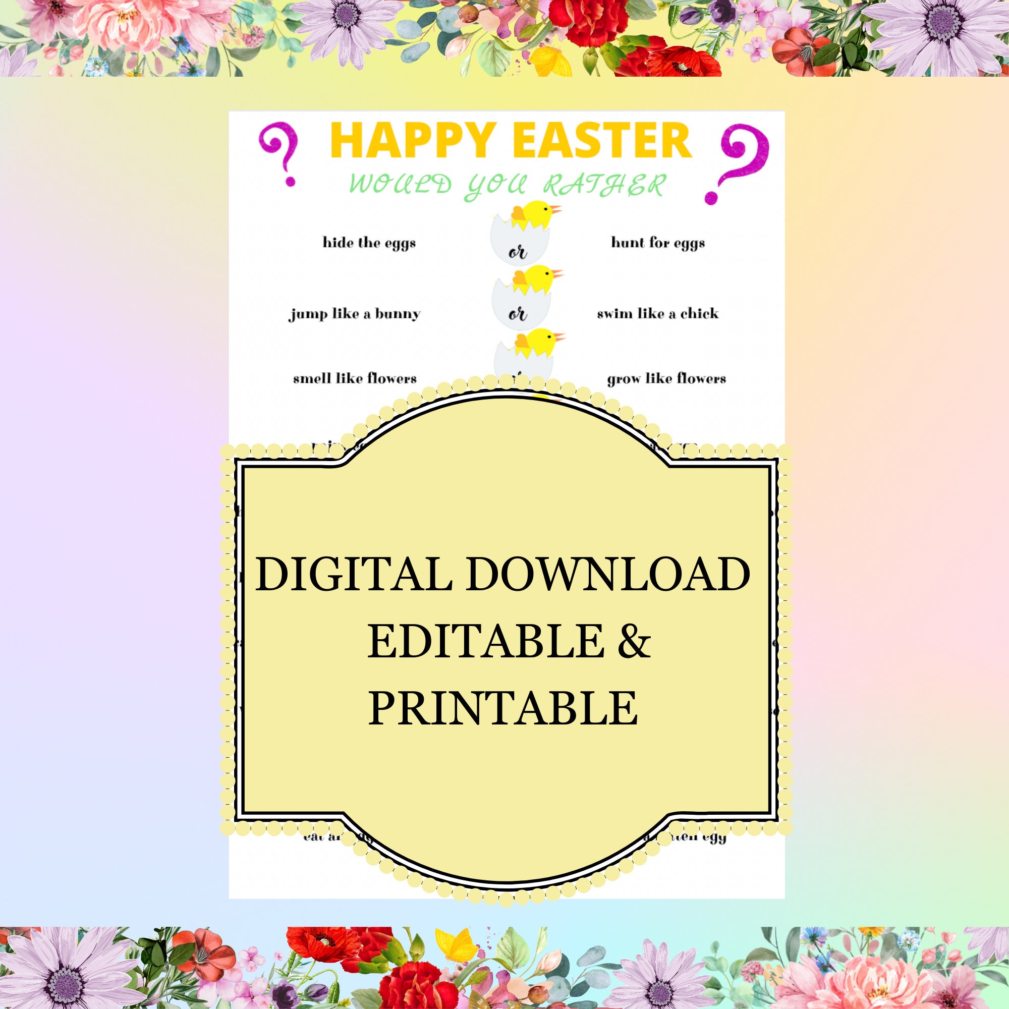 Would You Rather, Easter Activity, Editable Easter Game, Easter Game ...