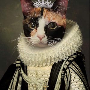 Custom Royal Cat Portrait, Pet Portraits on Canvas, Renaissance Cat ...