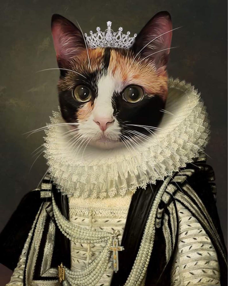 Custom Royal Cat Portrait, Pet Portraits on Canvas, Renaissance Cat ...