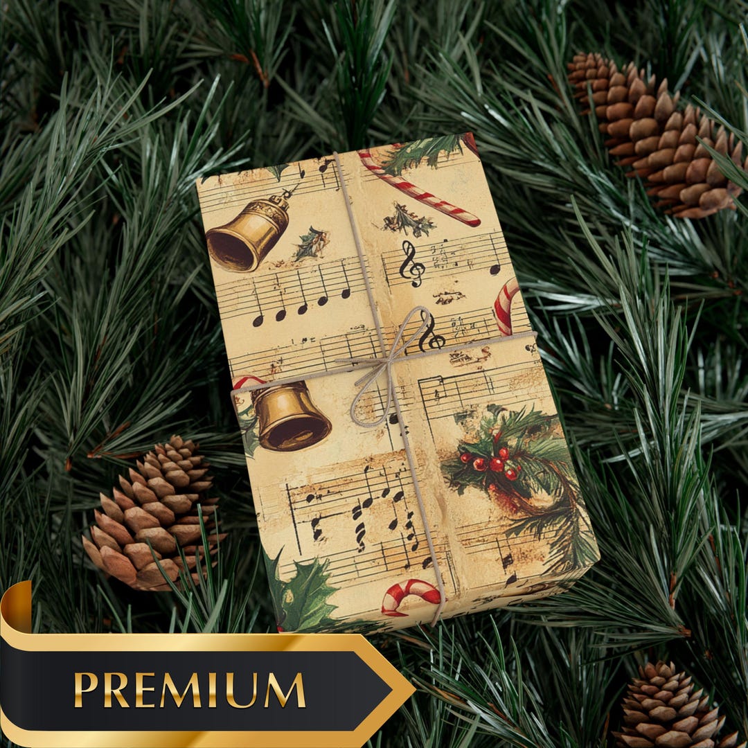 Christmas Carol Vintage Wrapping Paper Rolls Festive Music Sheets Gift ...