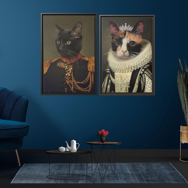Custom Royal Cat Portrait, Pet Portraits on Canvas, Renaissance Cat ...