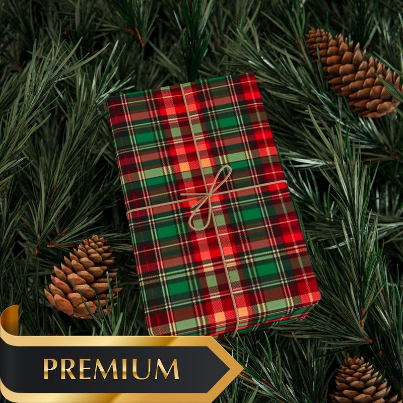Plaid Christmas Wrapping Paper - Etsy