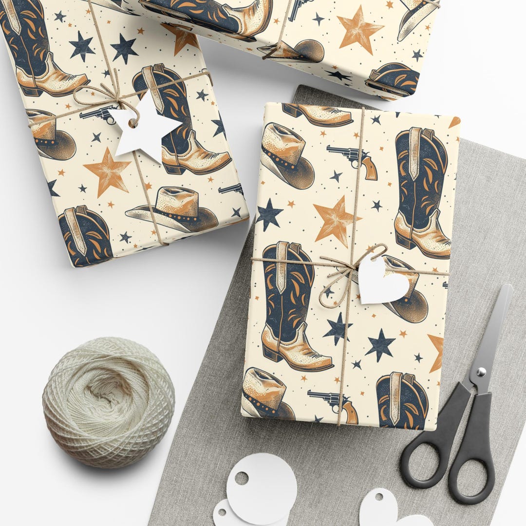 Vintage Western Cowboy Wrapping Paper Roll, Rolled Wrapping Paper ...
