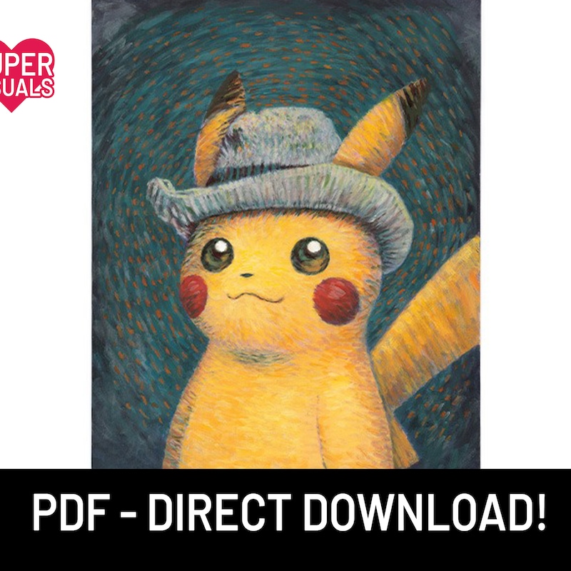 Pikachu Van Gogh Wall Art - Etsy